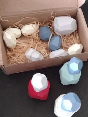 Toys | Montessori Colorful Wooden Stacking Balancing Stones Set 16 Psc ...